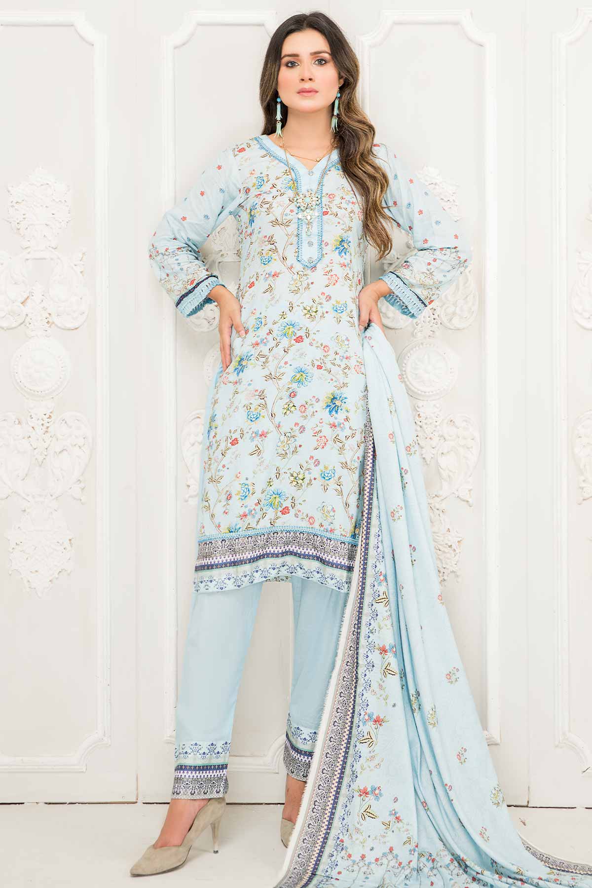 Sitara Anarkali D/Linen`21 D#38 (Sky) – Tradition Stores