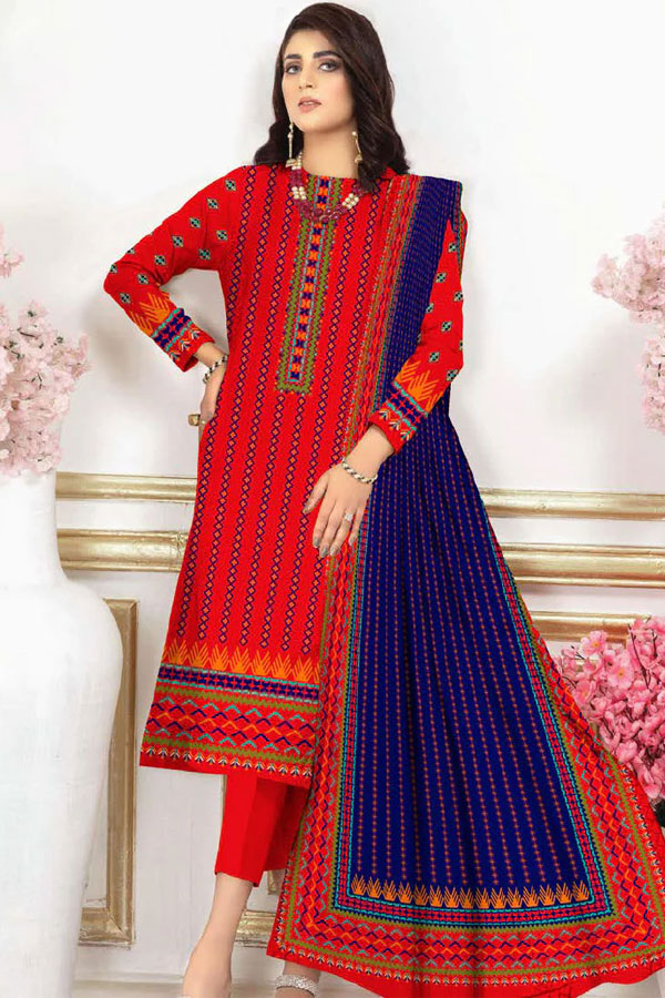 Halah Sultan P/Lawn`23 D#3016 (Red) – Tradition Stores